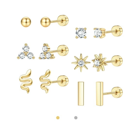 DESIGNICE 6 Pairs Dainty Hypoallergenic Flat Back Stud Earrings for ...