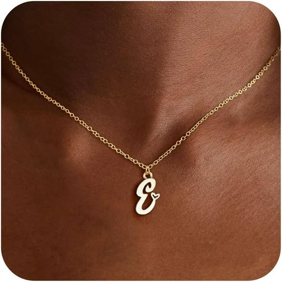 Dainty Initial Necklace for Women- 14K Gold Plated Tiny Cute Letter ...