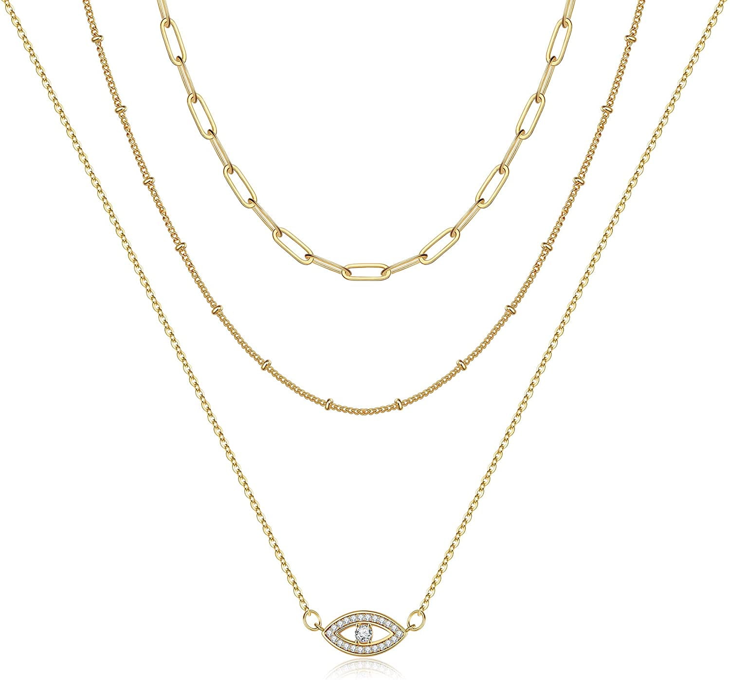 Dainty Layered Choker Necklace Handmade 14K Gold Plated Y Pendant ...