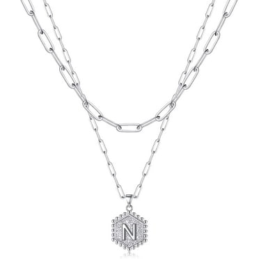 Dainty Gold Pearl Initial Necklaces for Women, 14k Gold Plated ...