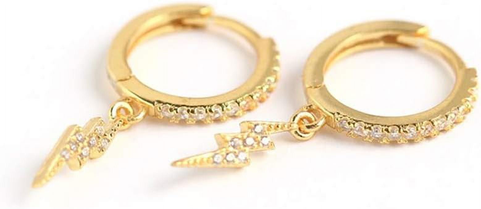 Dainty Lightning Bolt Dangle Small Hoop Earrings for Women Teen Girls ...