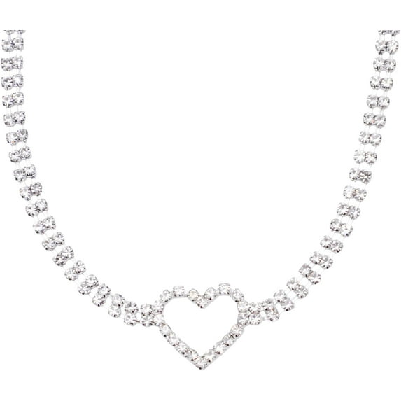 Dainty Love Heart Pendant Necklace Crystal Love Heart Charm Choker ...