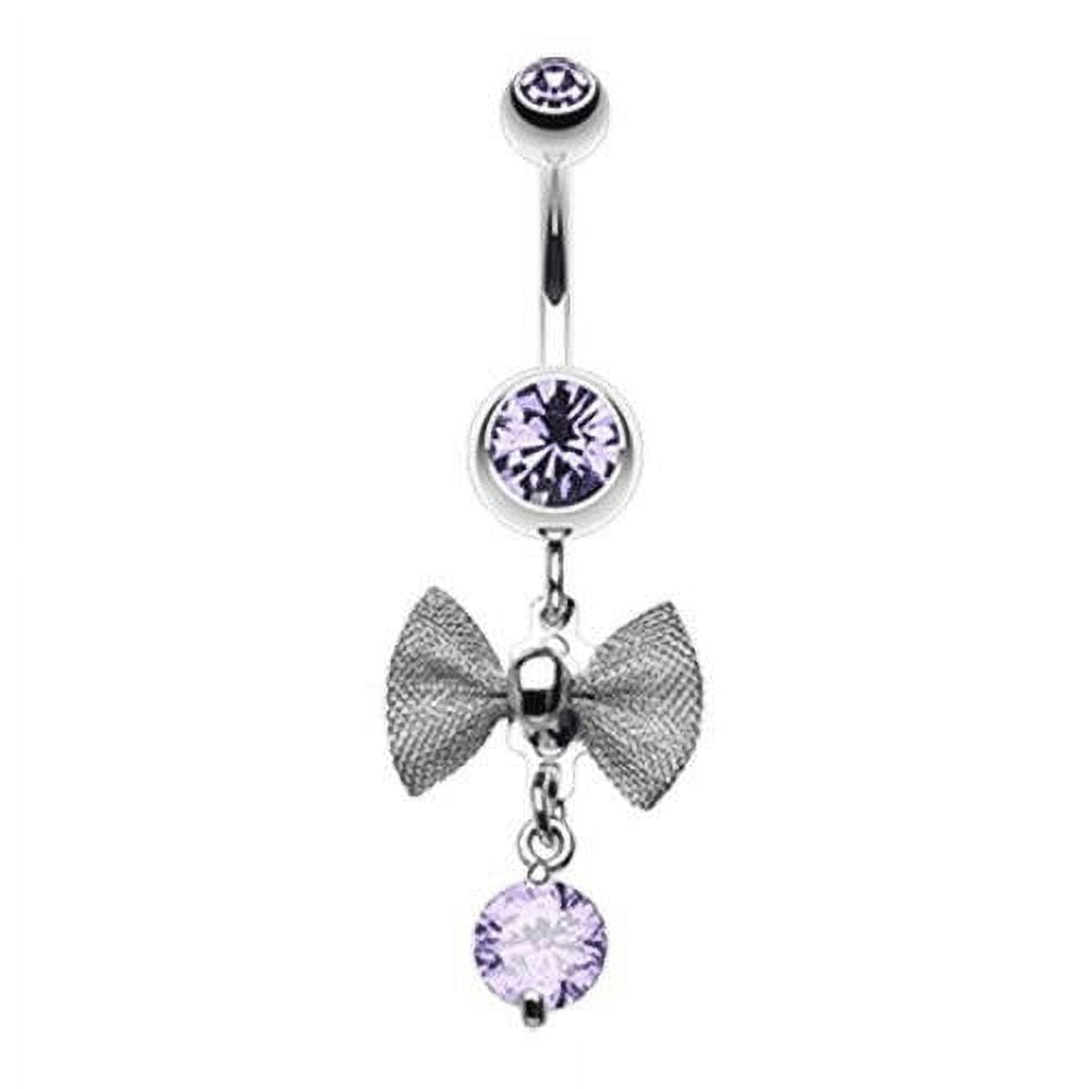Dainty Mesh Bow Gem Sparkle Belly Button Ring - Walmart.com