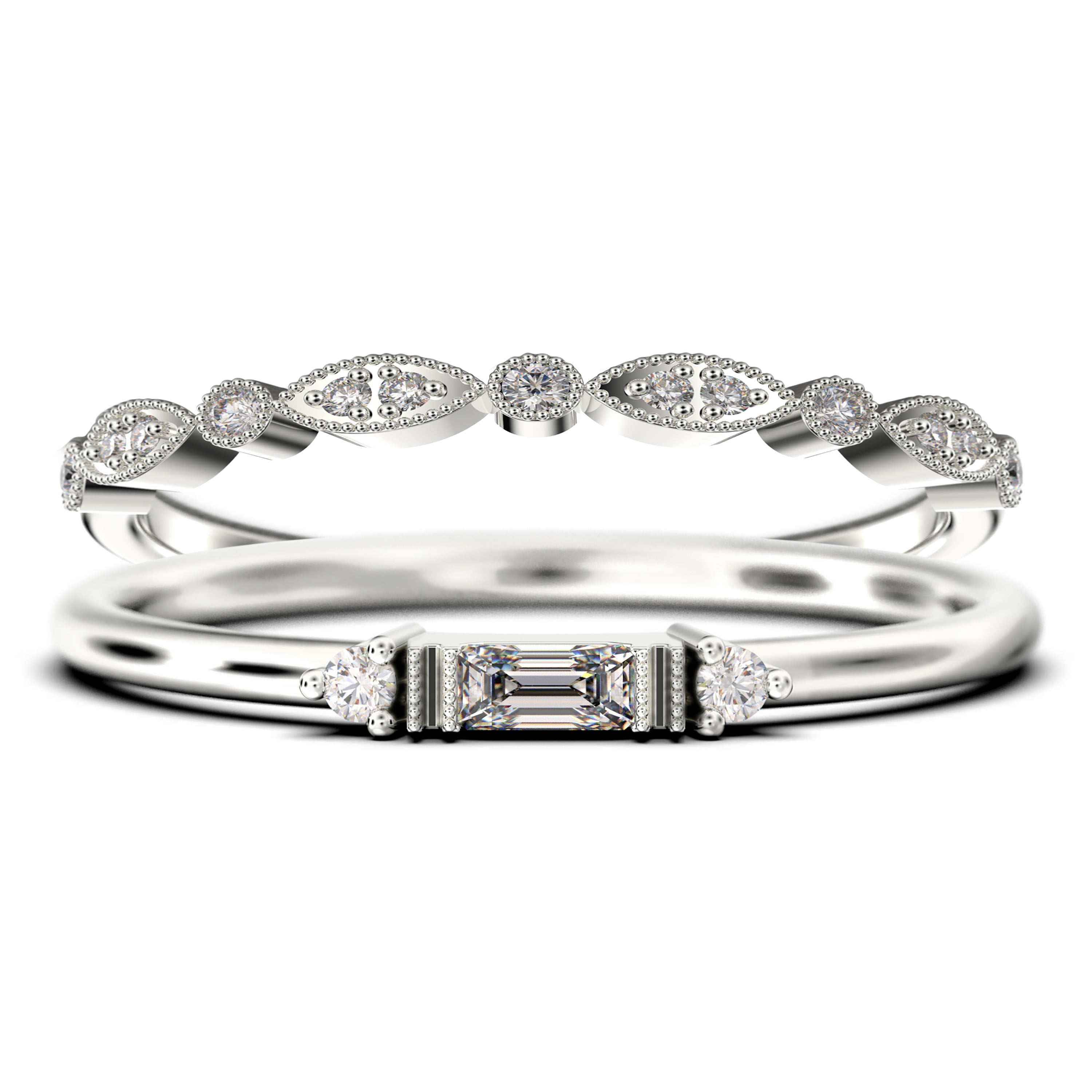 Dainty Minimalist 1.25 Carat Baguette Cut Diamond Moissanite Engagement ...