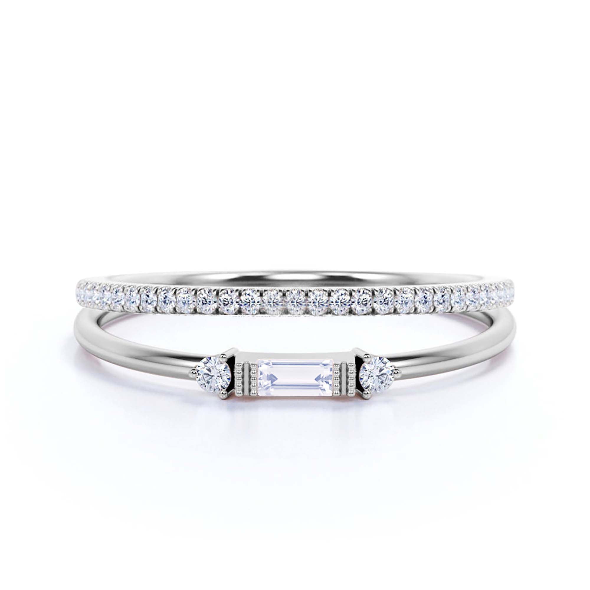 Dainty Minimalist 1.25 Carat Baguette Cut Diamond Moissanite Engagement ...