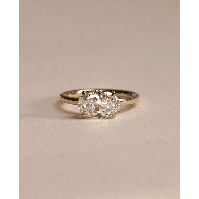 Dainty Moissanite Diamond Ring East West Set Engagement Ring Oval Cut ...