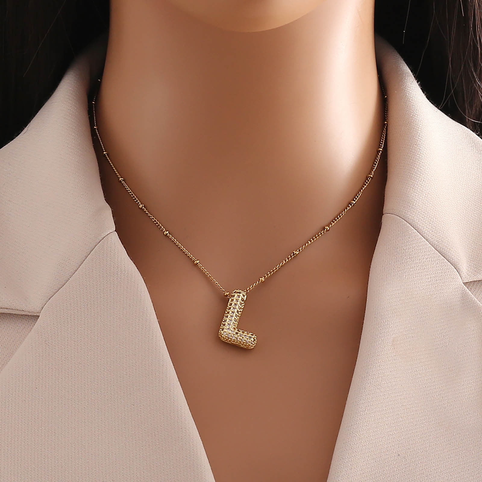 Dainty Necklace A Z Bubble Letter Necklace Gold Balloon Initial ...