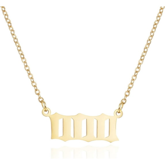 Dainty Number Pendant Necklace Stainless Steel Choker 000 1111 111 222 ...