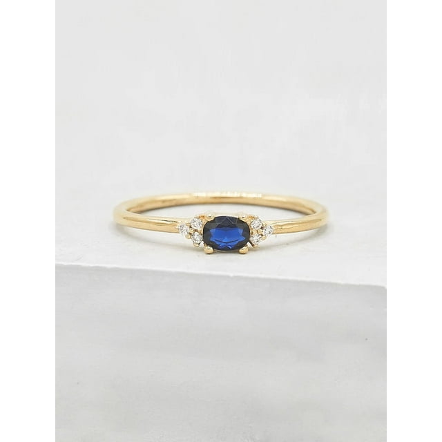 Dainty Oval Ring - sterling silver + Sapphire | Oval Cut Stacking Ring ...