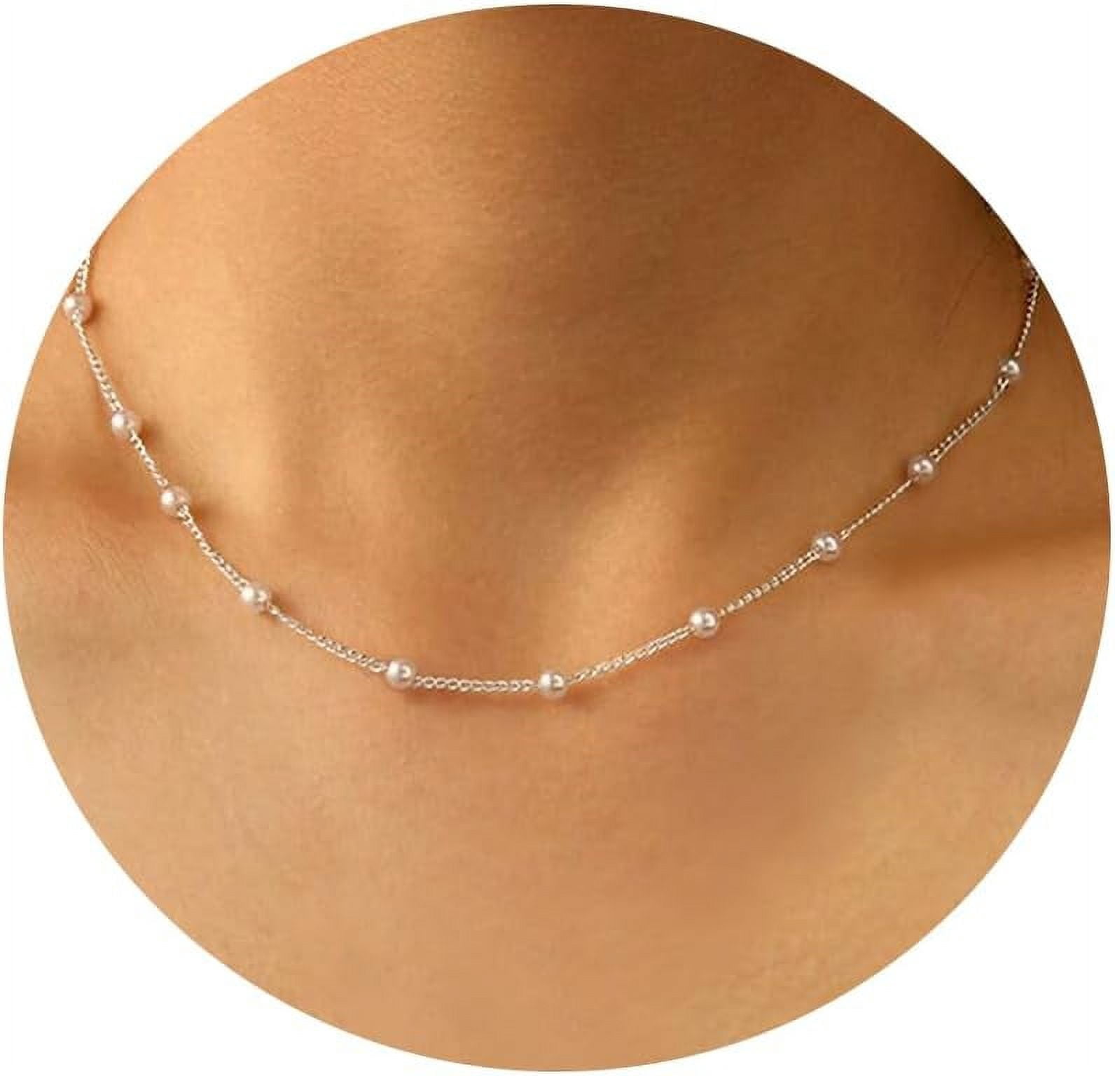 Dainty Pearl Necklaces For Women 14K Gold/Silver Plated Cute Single ...