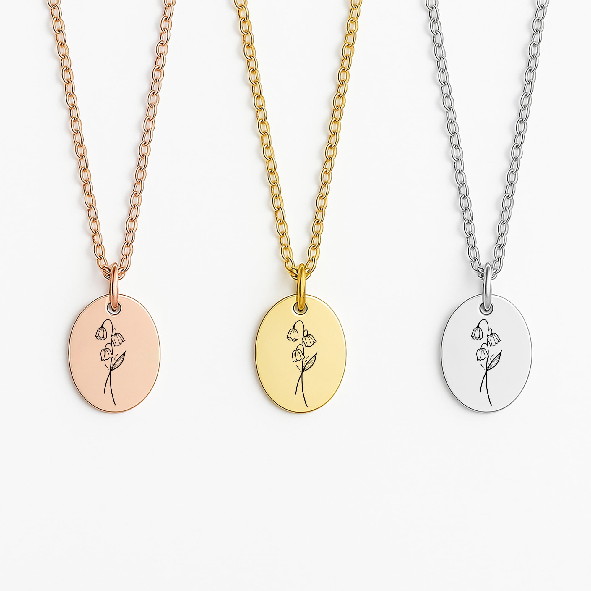 Dainty Rose Gold Birth flower Necklace for Women Custom May Birthflower ...