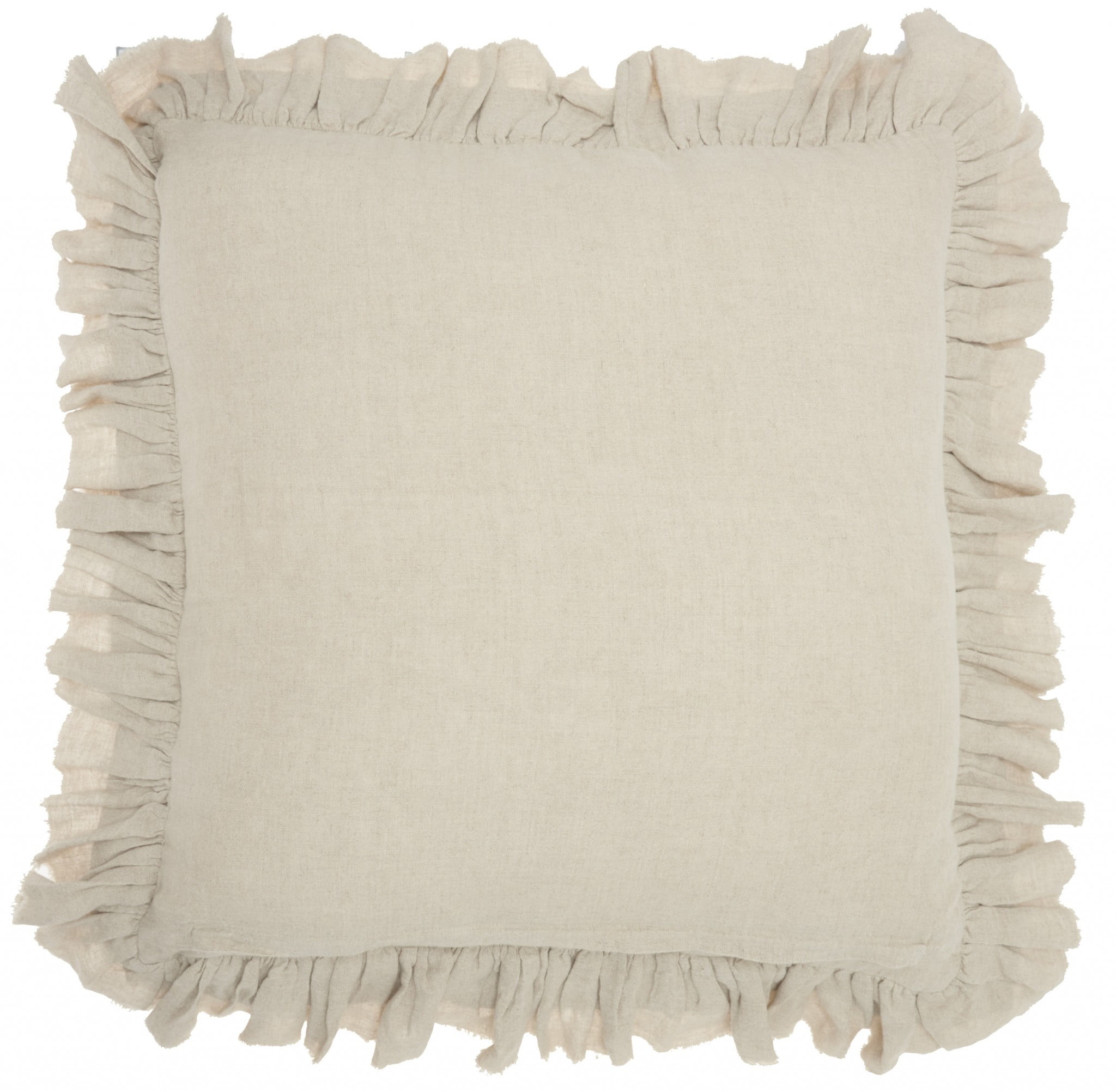 Dainty Ruffle Edged Beige Throw Pillow - Walmart.com