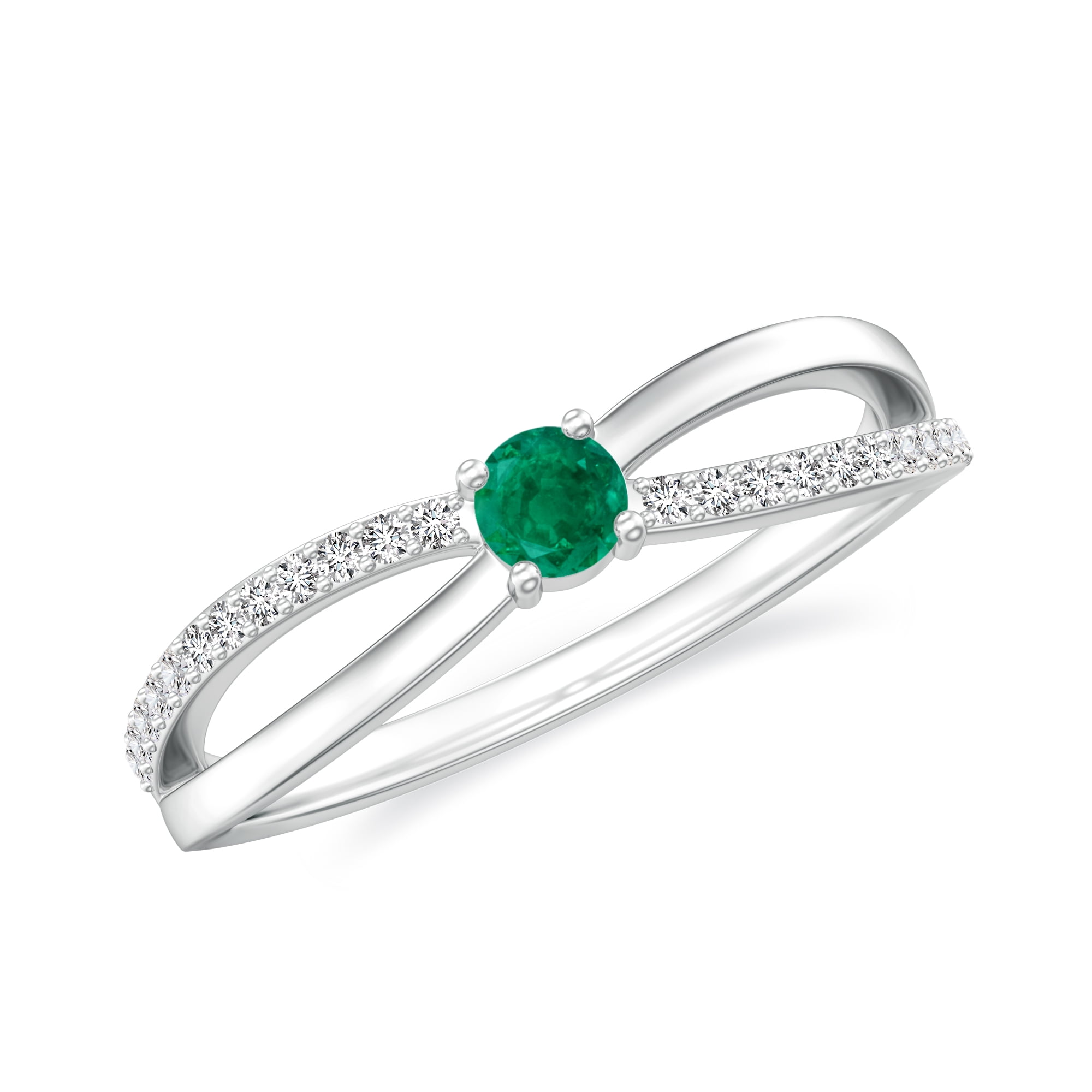 Dainty Solitaire Engagement Ring with Side Stone 925 Sterling Silver/ Yellow Gold Plated Emerald ...
