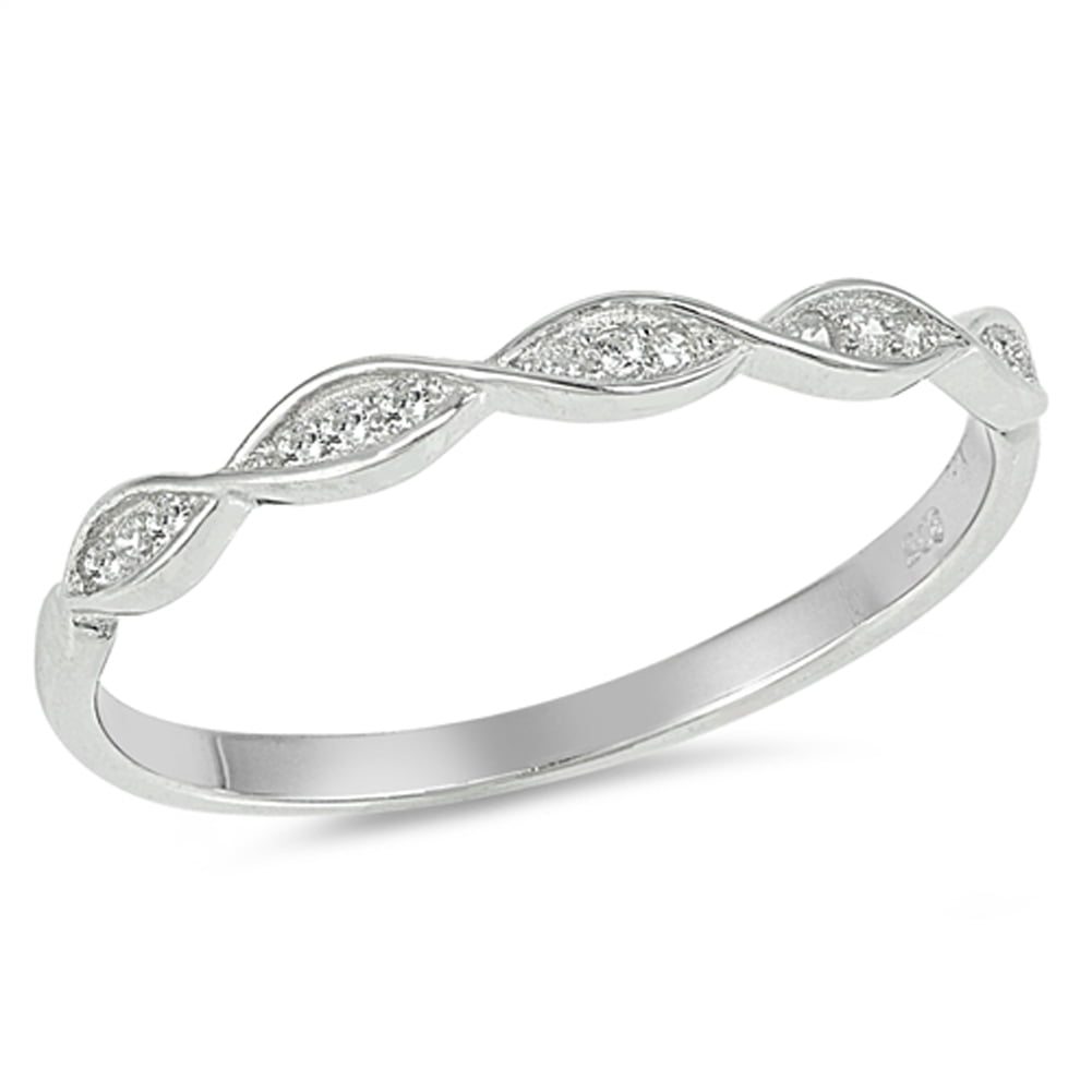 Dainty Stackable Infinity Promise Ring Sterling Silver White CZ 925 ...