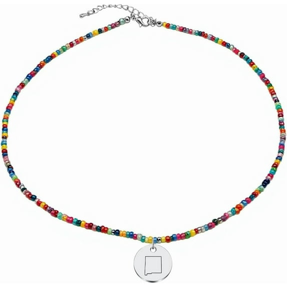 Dainty State Map Necklaces for Women Colorful Beaded Choker Handmade ...