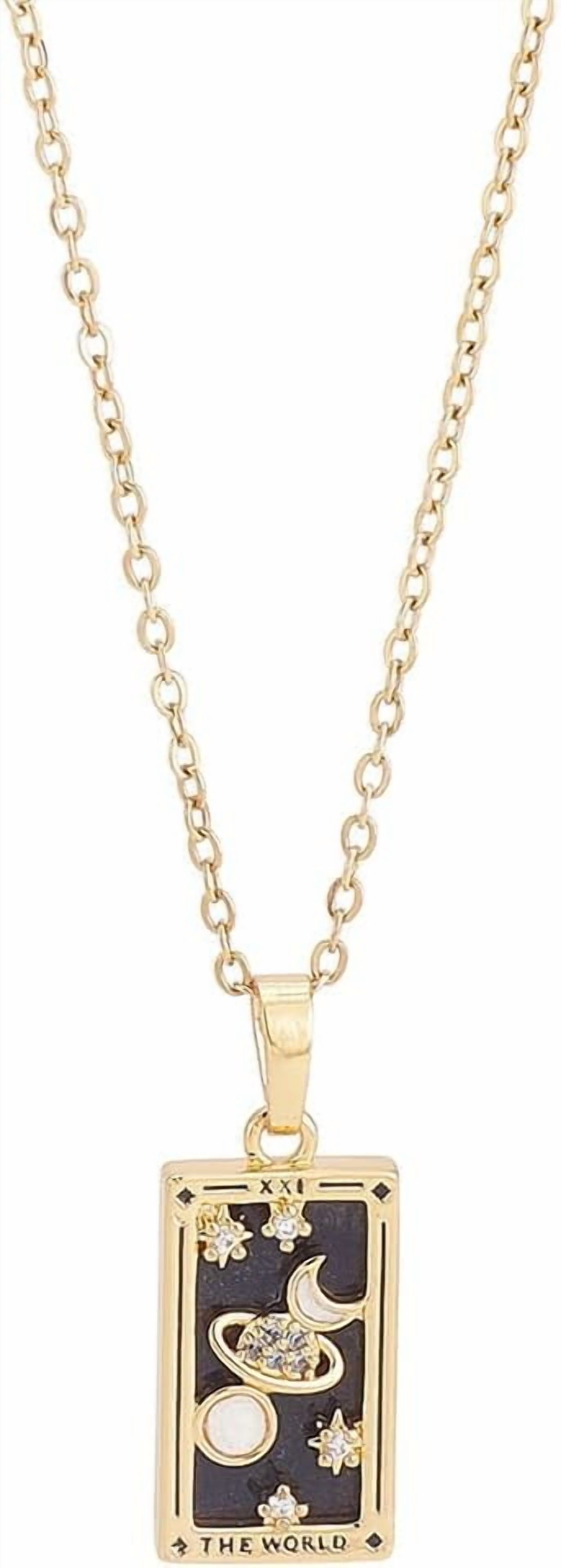 Dainty Tarot Pendant Necklace 18"with 2"extender Golden Classic Tarot ...