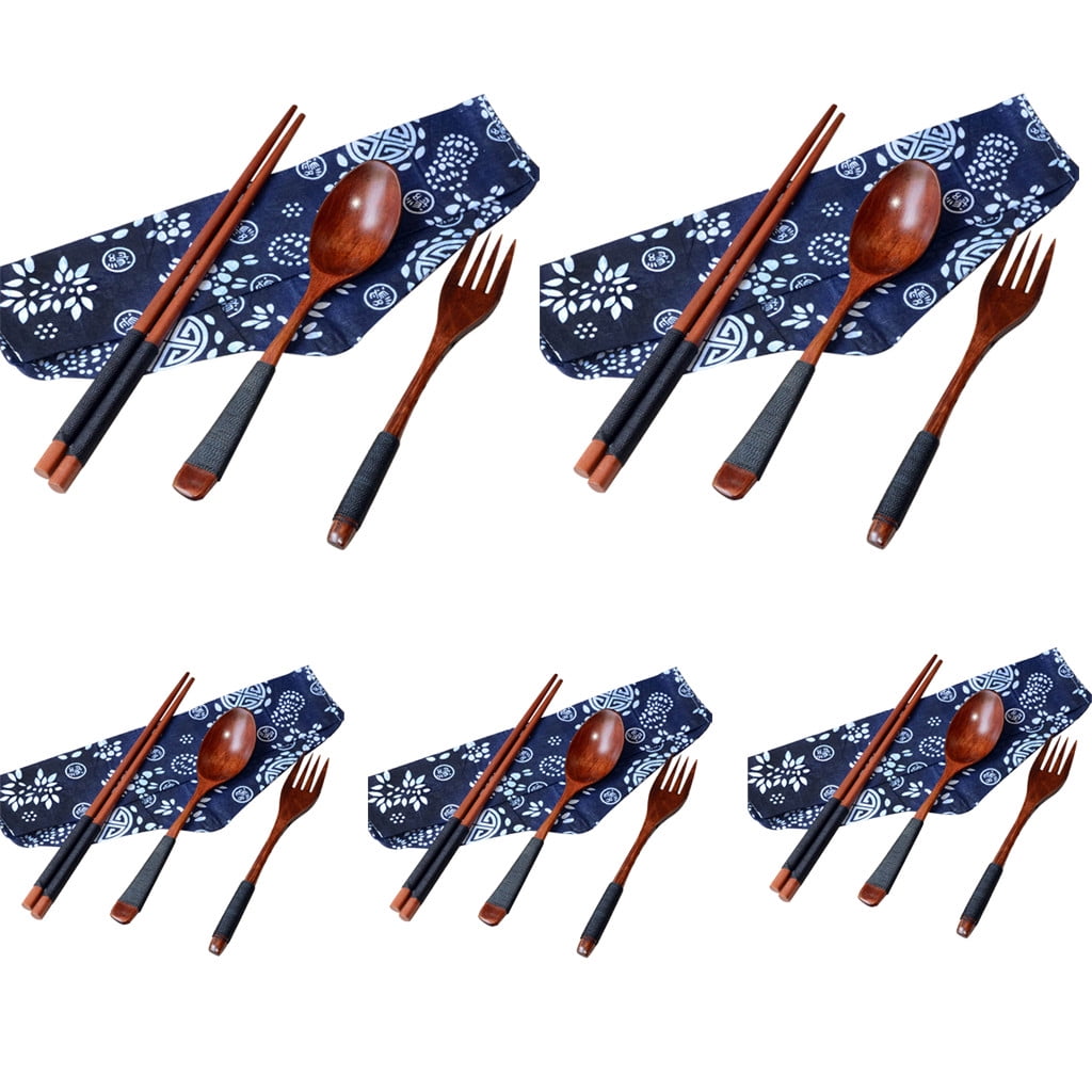 Dainzusyful Dinnerware Sets Kitchen Utensils Set Chopsticks sets Wooden ...