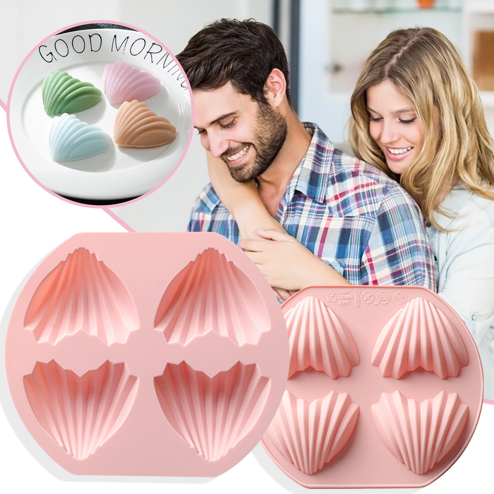Dainzusyful Valentines Day Decor Silicone Molds 4 Heart Shaped ...