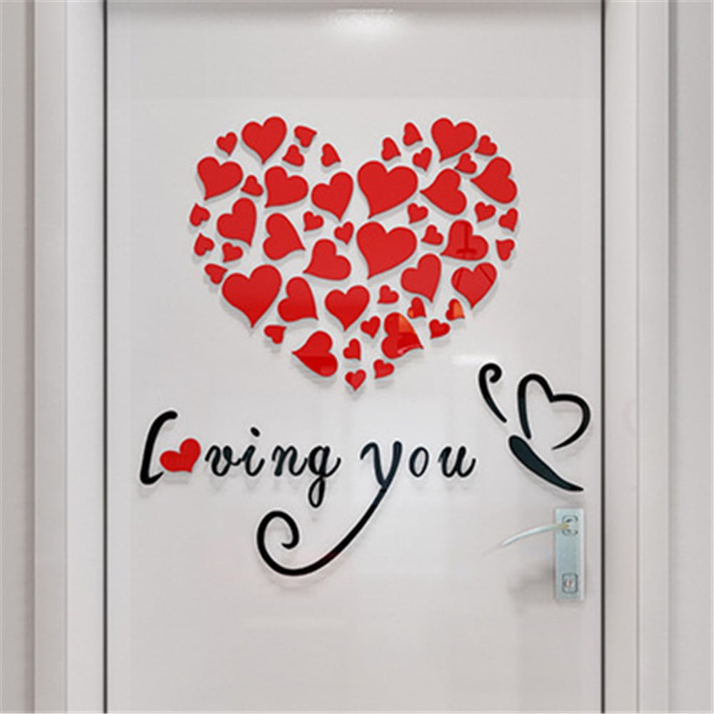 Dainzusyful Peel And Stick Wallpaper Wall Decor Heart DIY Stickers Art ...