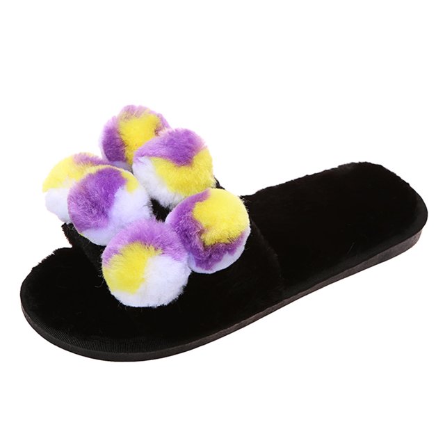 Slippers For Women Slippers Ladies Fashion Colorblock Colorful Fluff ...