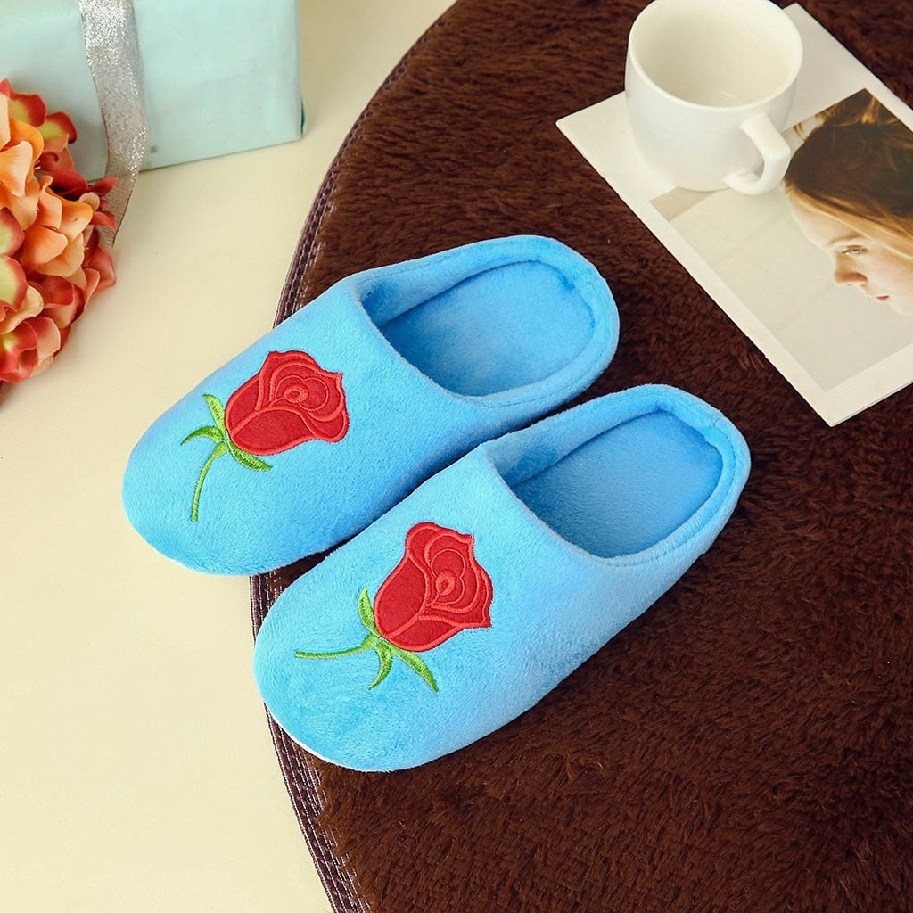 Dainzusyful Slippers House Slippers Women Men Unsexy Warm Flower ...