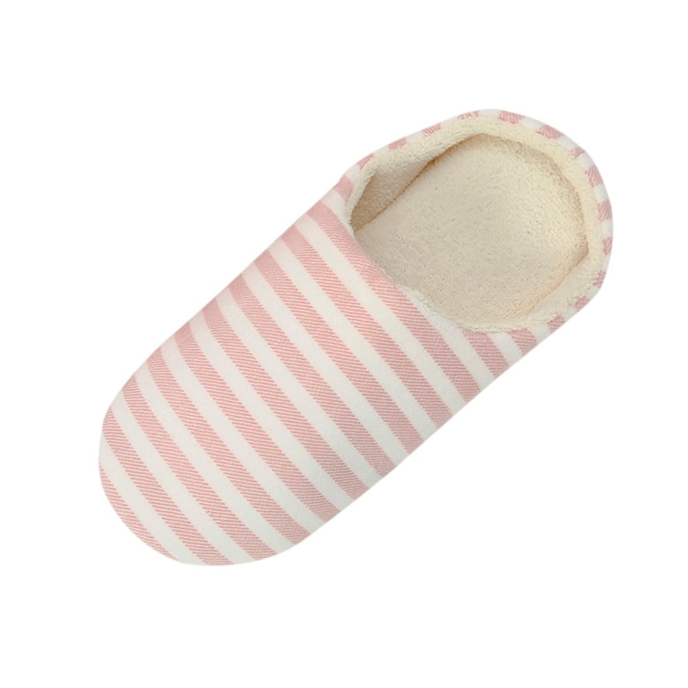 Dainzusyful Slippers House Slippers Women Men Warm Striped Slipper Indoors Anti-slip Winter ...