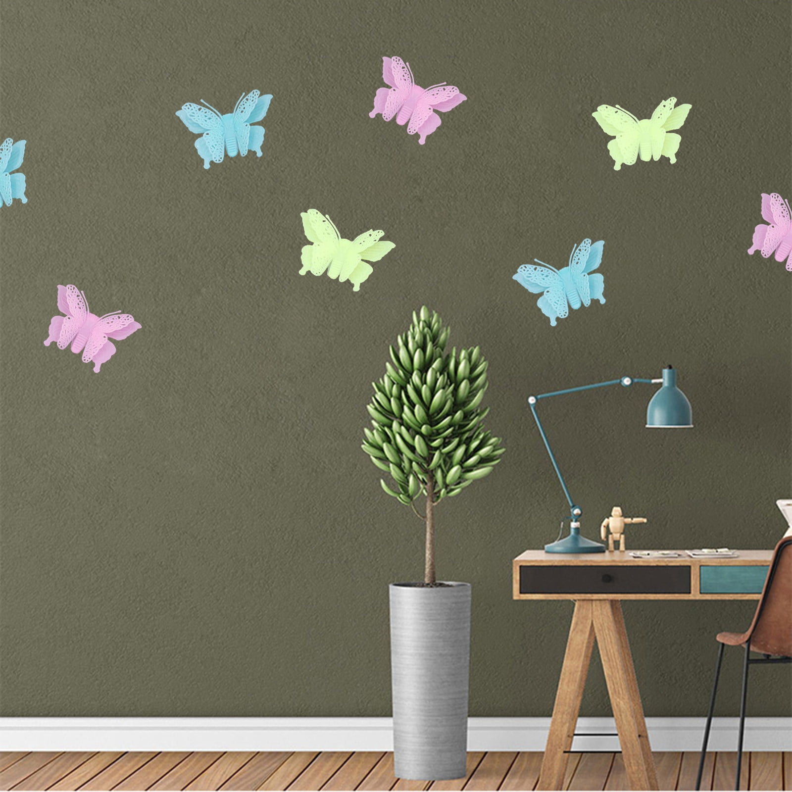Dainzusyful Wall Decor Wallpaper Peel And Stick Butterfly Glow Wall ...