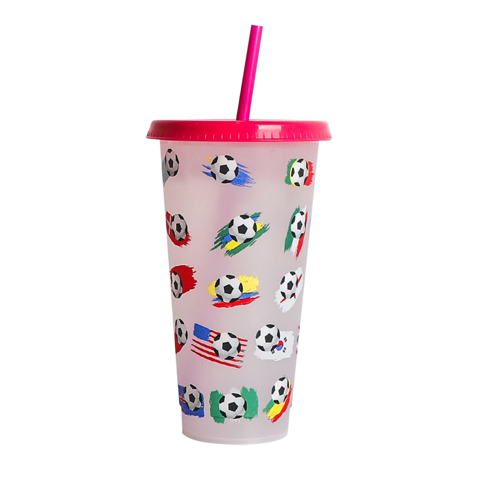 Dainzusyful Water Bottle Tools Creative Water Cup Football Cup PP Straw ...