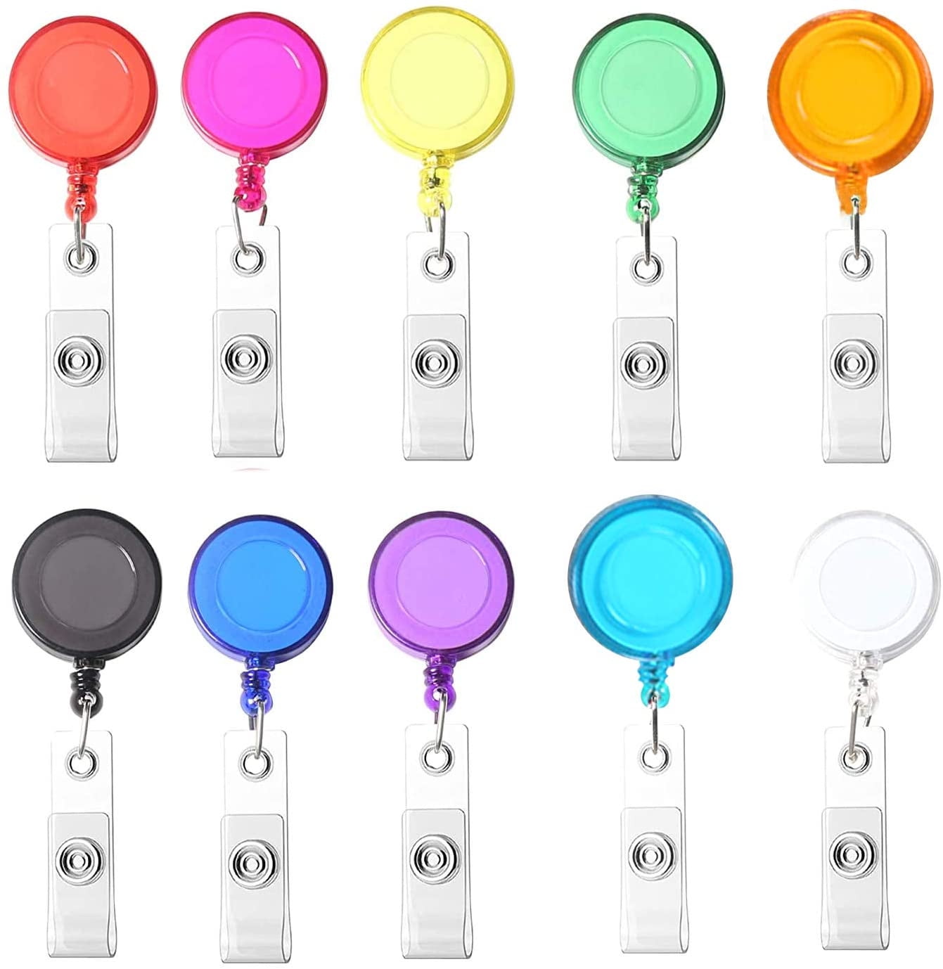 Daiosportswear 10Pc Retractable Badge Holders,Scroll ID Card Clips 10 ...