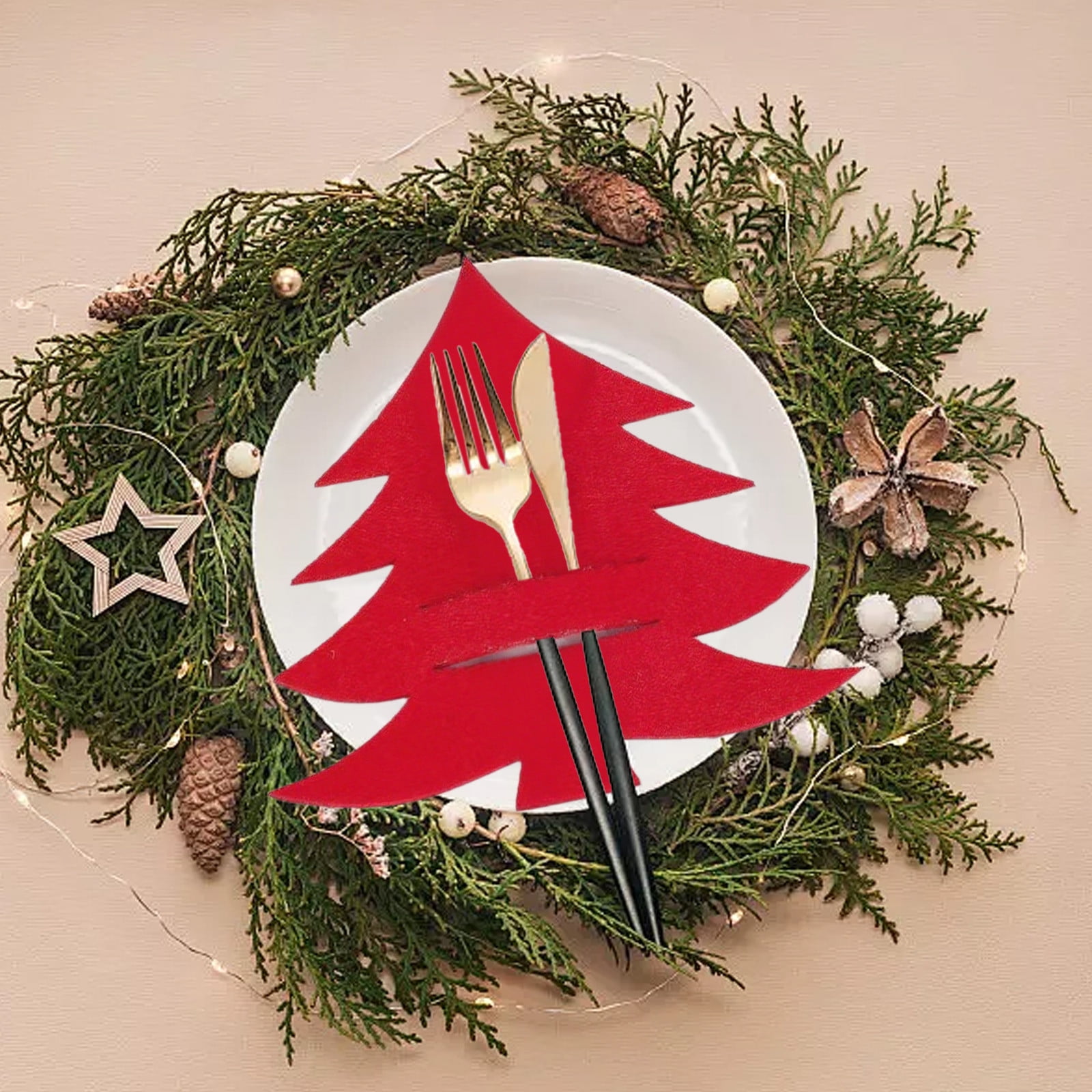 Daiosportswear 1PC 7.9x7.9x0.1in Felt Christmas Cutlery Holder,Cutlery ...