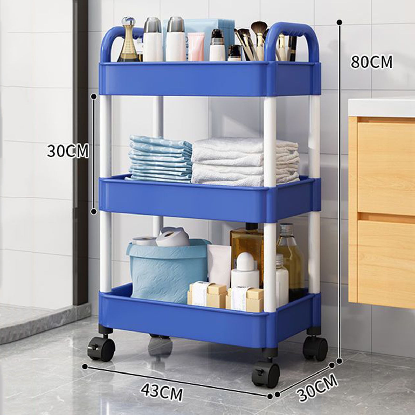 Daiosportswear 3-Tier Rolling Storage Cart with Wheels-Durable Plastic ...