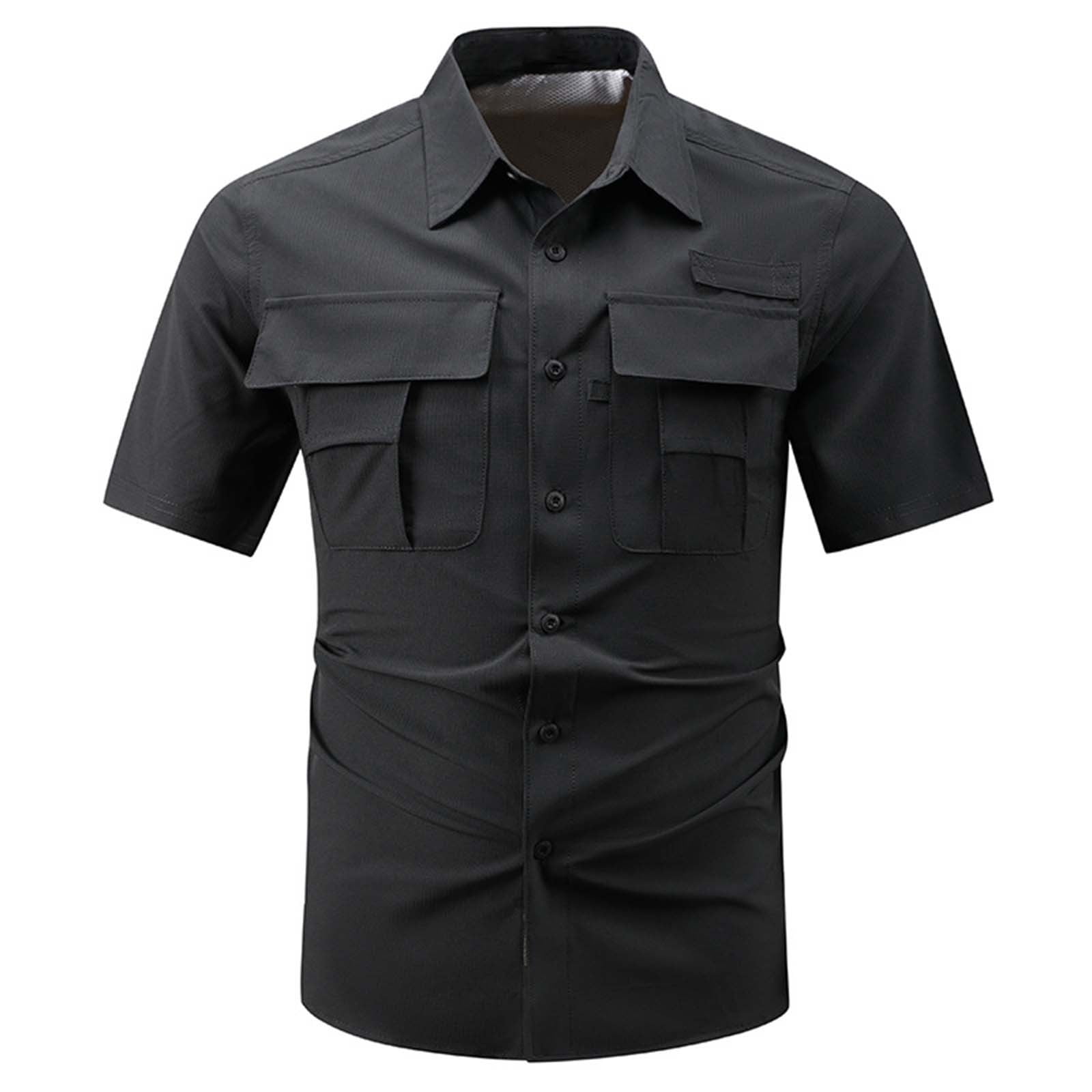 Daiosportswear Cargo Tactical Shirts for Men Cool Hiking Button Up ...