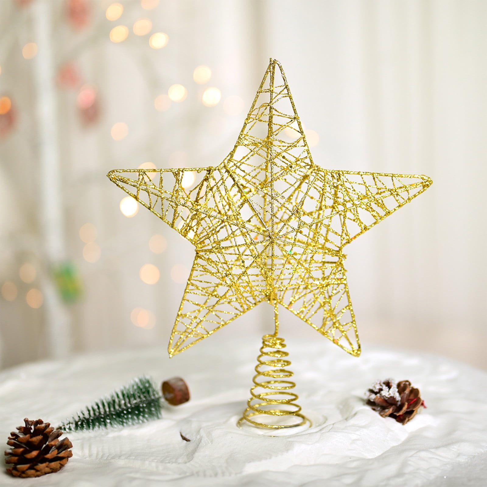 Daiosportswear Christmas Gold 3D Glitter Star Ornament Gold Star Tree ...