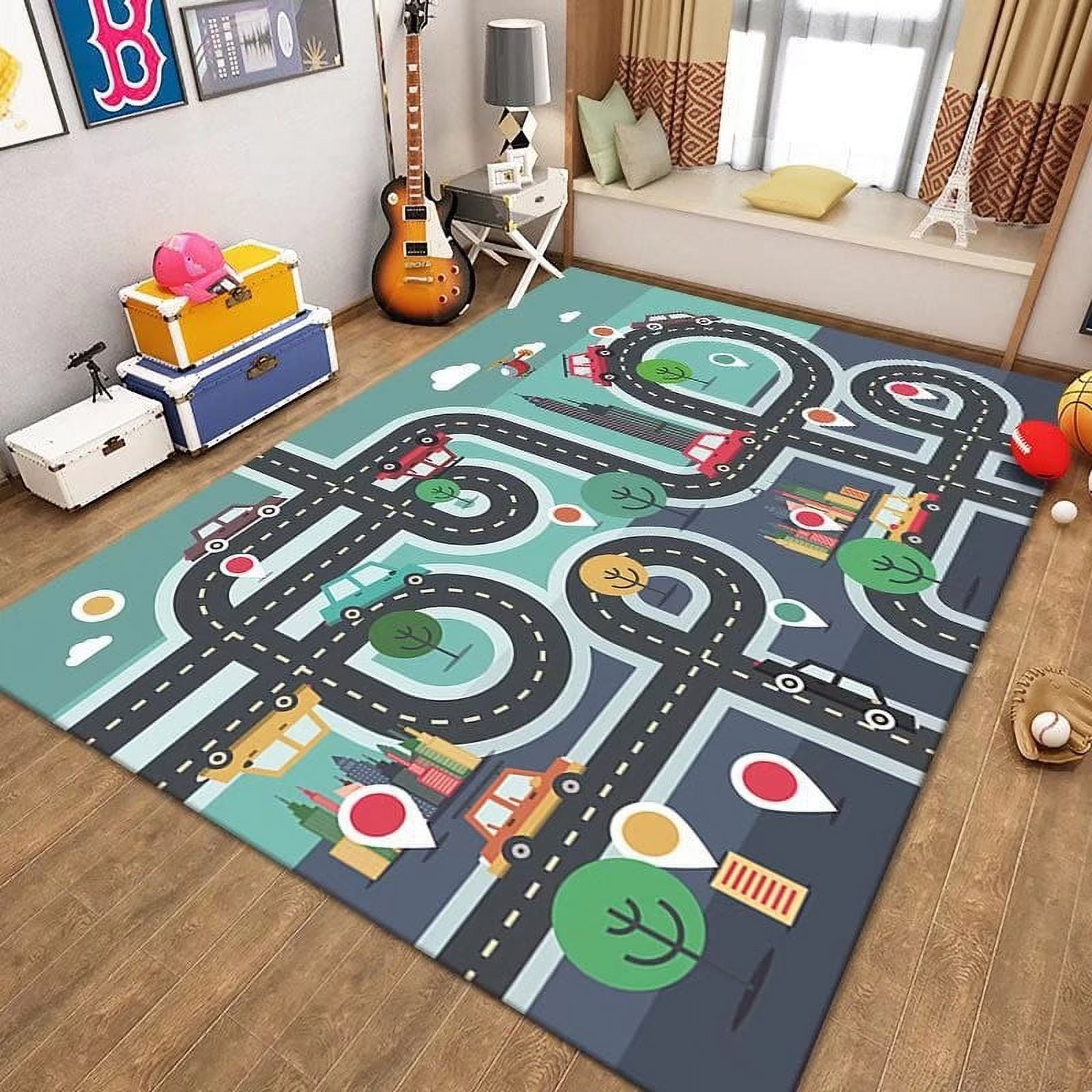 Daiosportswear Race Track Rugs for Boys Room - Non-Slip Washable Race ...
