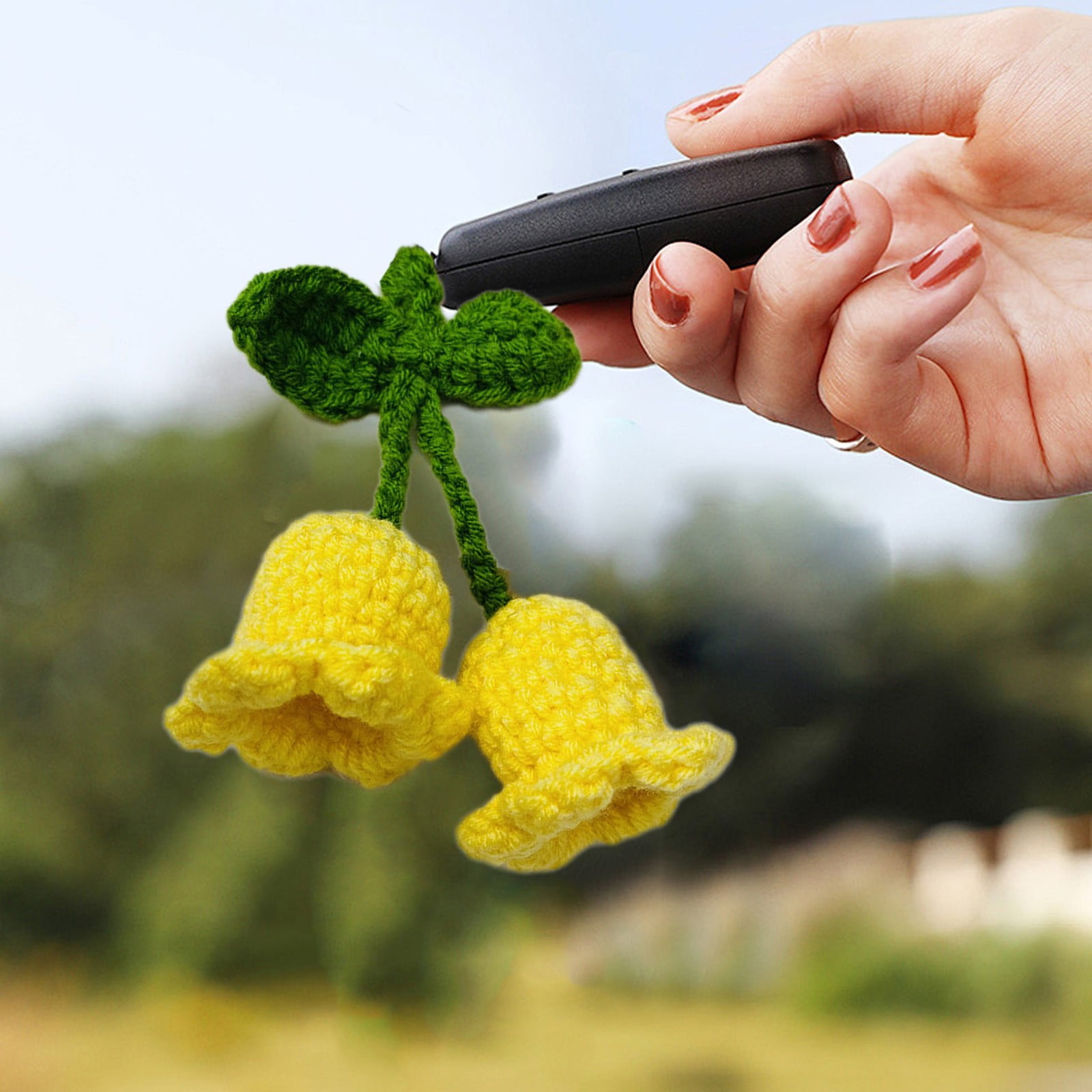 Daiosportswear Creative Knitted Orchid Flower Keychain,Charms Crochet ...