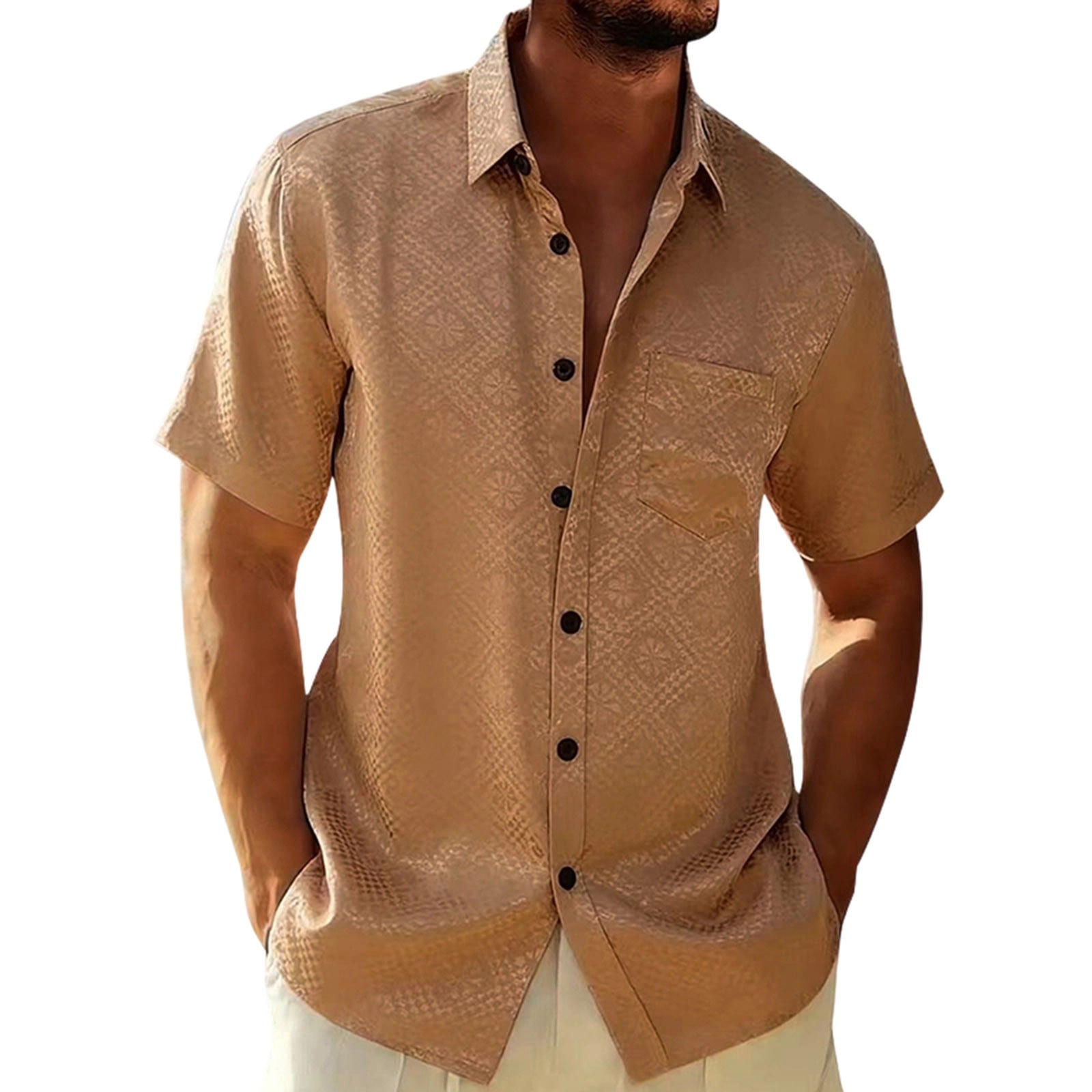Daiosportswear Cuban Guayabera Shirts for Men Short Sleeve Button Down ...