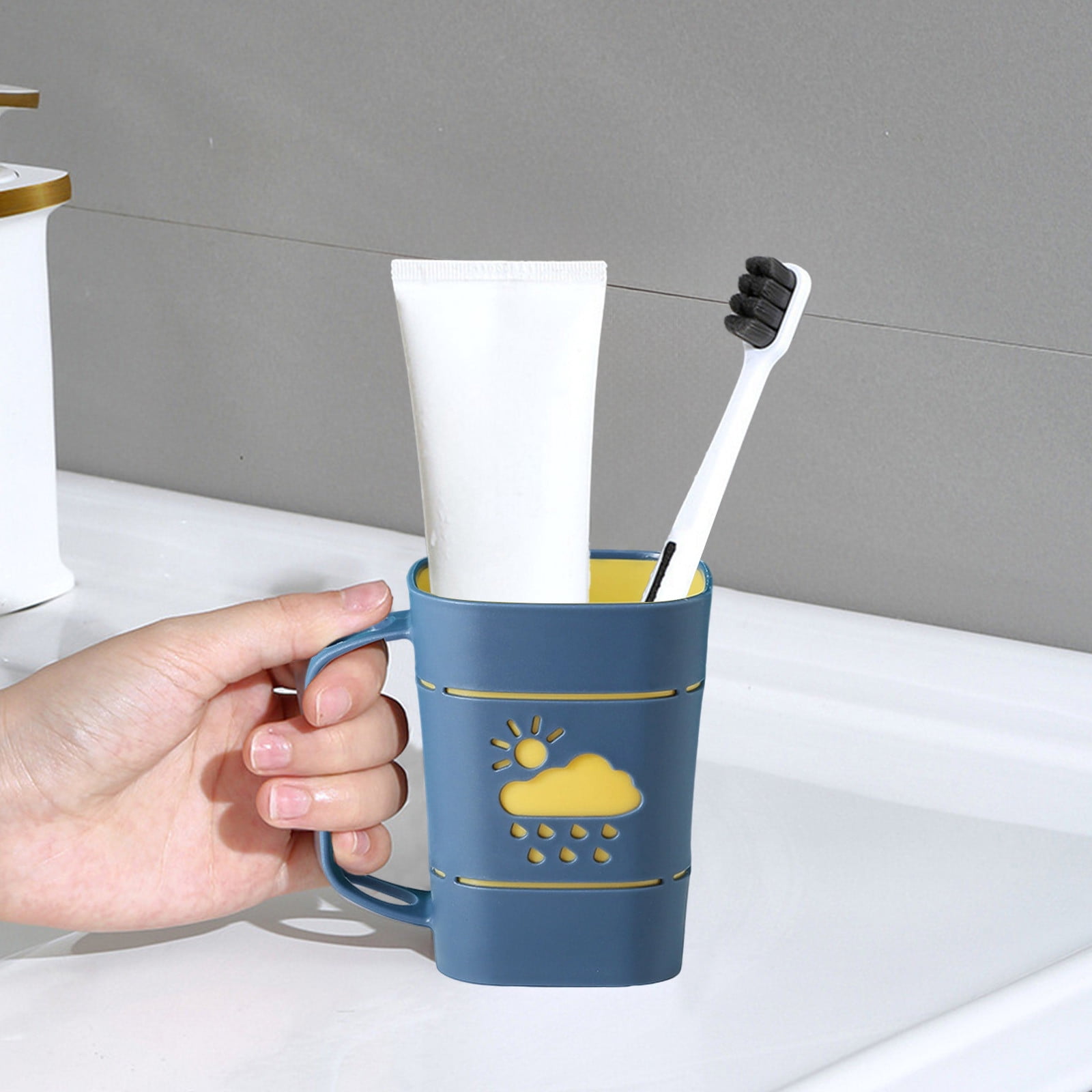 Daiosportswear Cute Couple Bathroom Mouthwash & Toothbrush Cup, Plastic ...