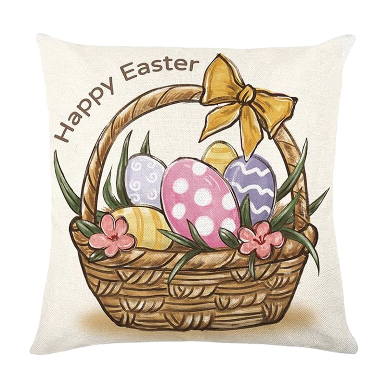 Daiosportswear Easter Pillow Cover 18X18 inches Colored Eggs Spring Art ...