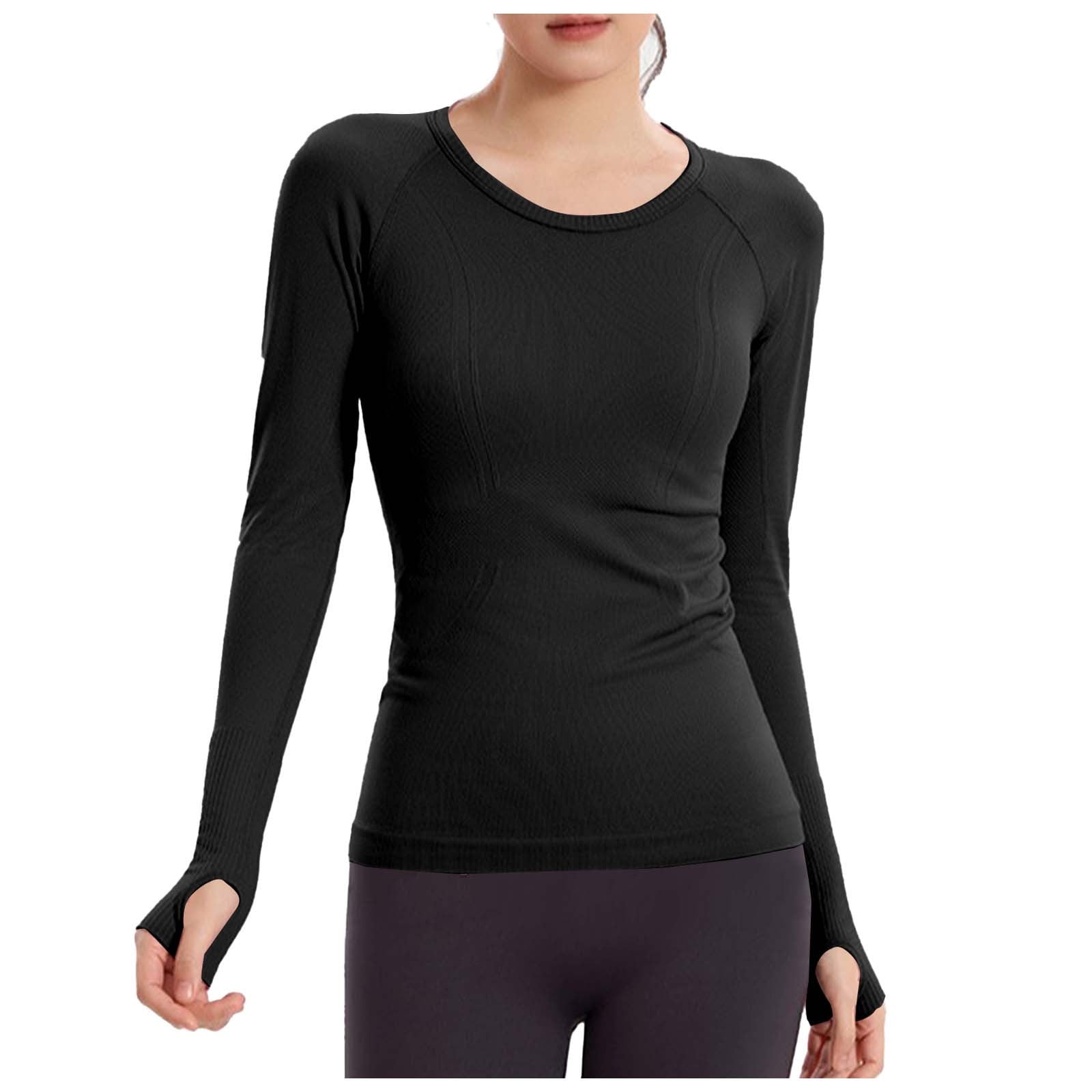 Daiosportswear Fall Clothes Womens Crewneck Ribbed Long Sleeve Shirts ...