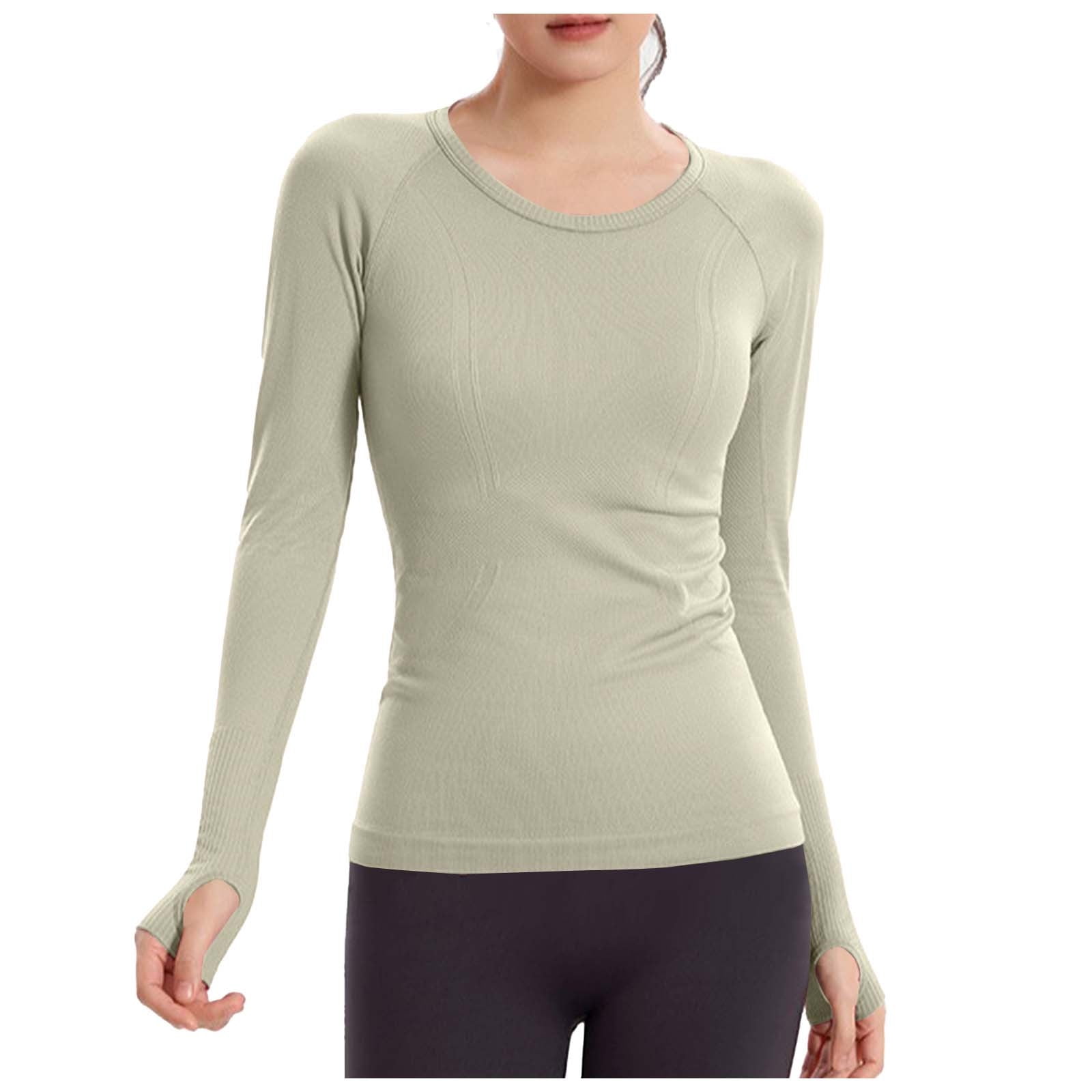 Daiosportswear Fall Clothes Womens Crewneck Ribbed Long Sleeve Shirts ...