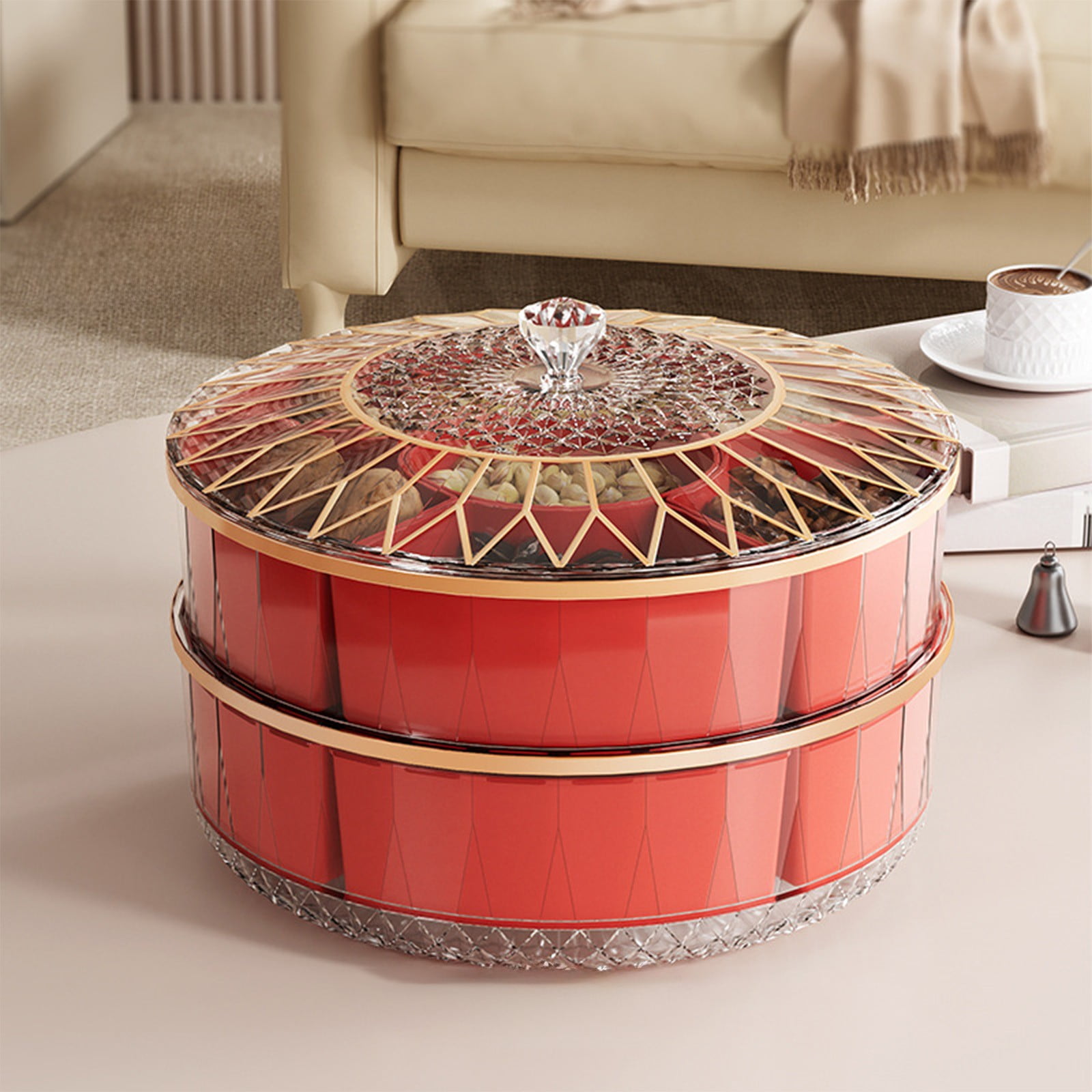 Daiosportswear Fruit Tray Snacks Candy Box Rotating Compartments ...