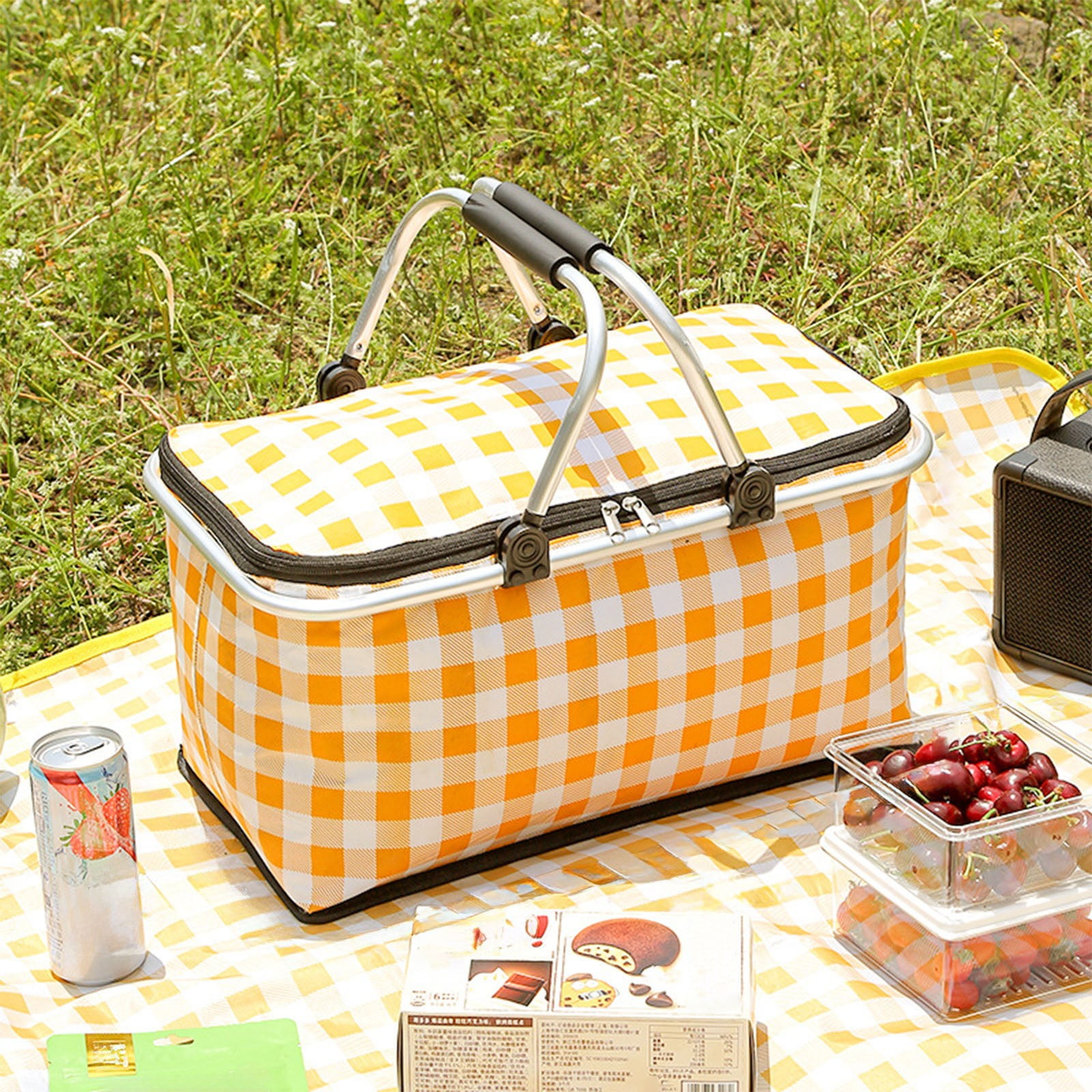 Daiosportswear Insulated Picnic Basket Cooler Bag with Leak-Proof Liner ...