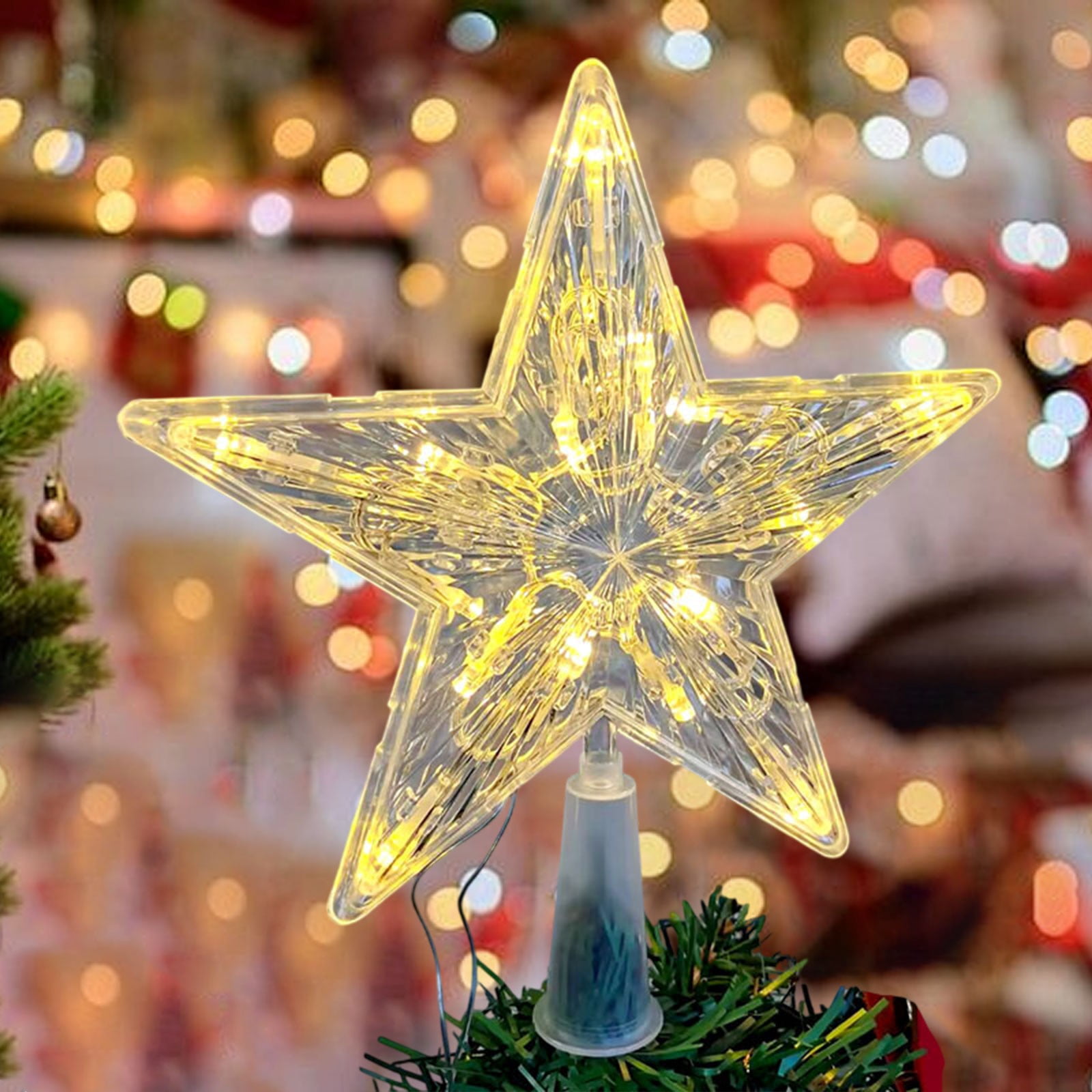 Daiosportswear LED Christmas Tree Topper Star, Transparent Plastic, 5 ...
