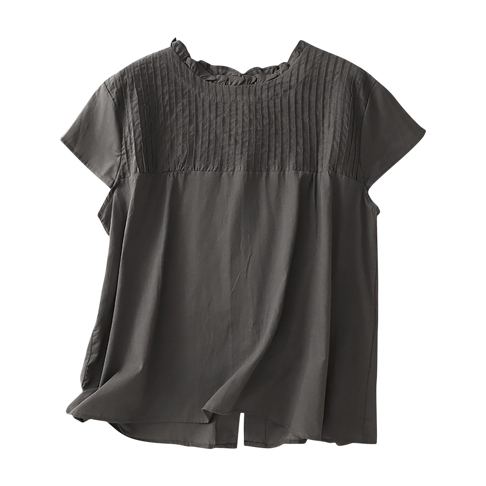 Daiosportswear Linen Shirts for Women Summer Fashion Short Sleeve ...