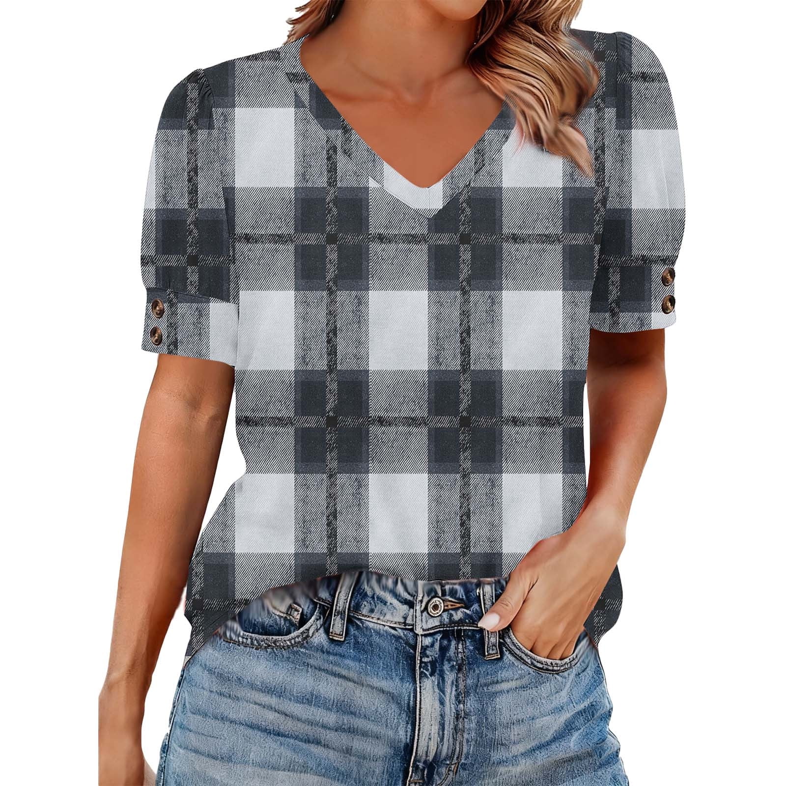 Daiosportswear Linen Shirts for Women Summer Fashion Short Sleeve ...