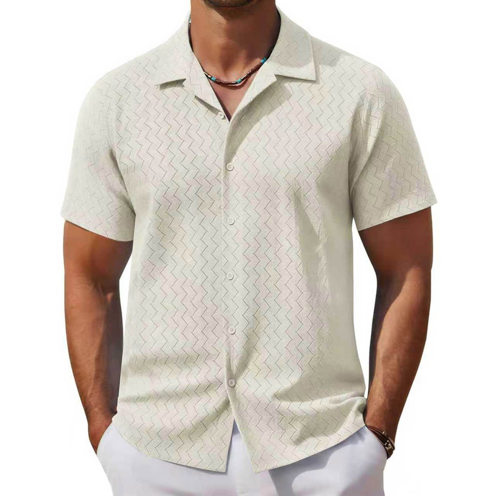 Daiosportswear Men'S Casual Textured Cuban Guayabera Button Down Shirts ...