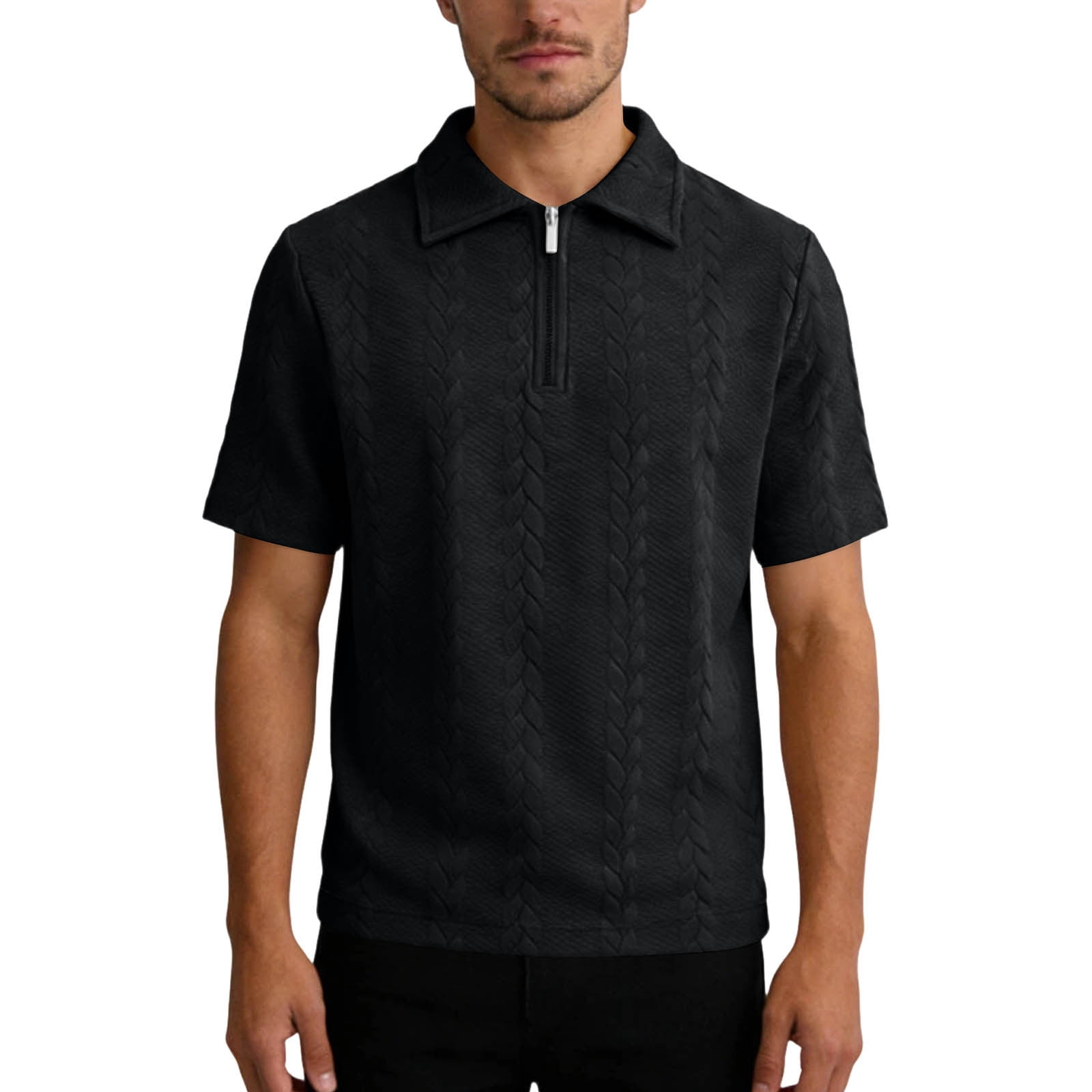 Daiosportswear Men'S Half Zip Texture Golf Shirts Stylish Summer Button ...
