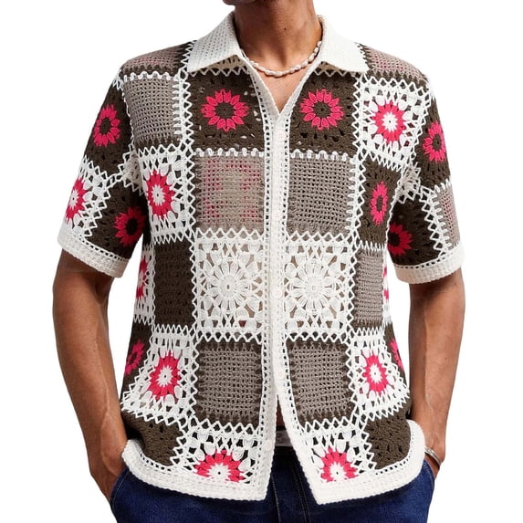 Daiosportswear Men'S Knitted Shirts Lapel Knitted Short Sleeved Button ...