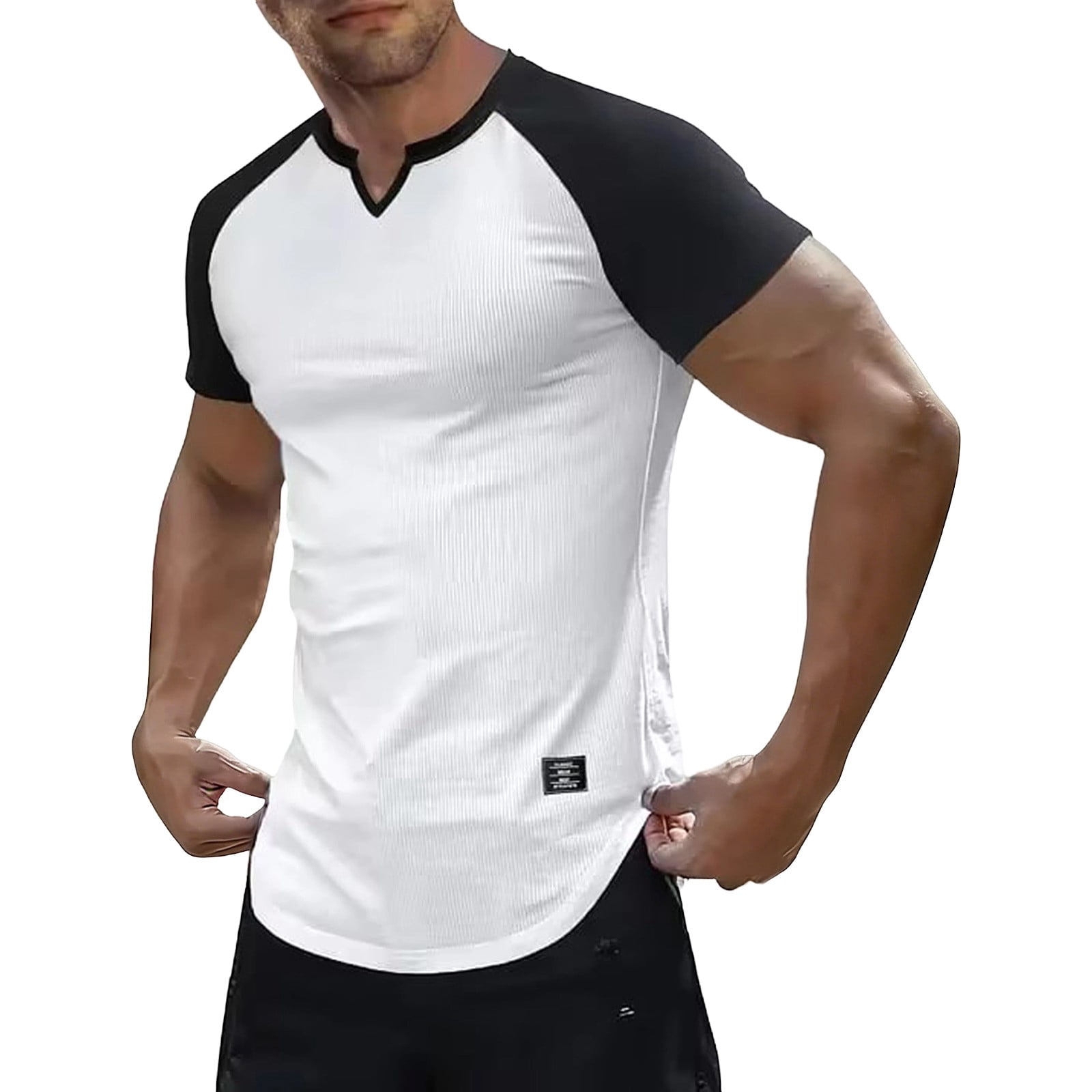 Daiosportswear Men'S Muscle Slim T Shirts Texture V Neck Henley Gym ...