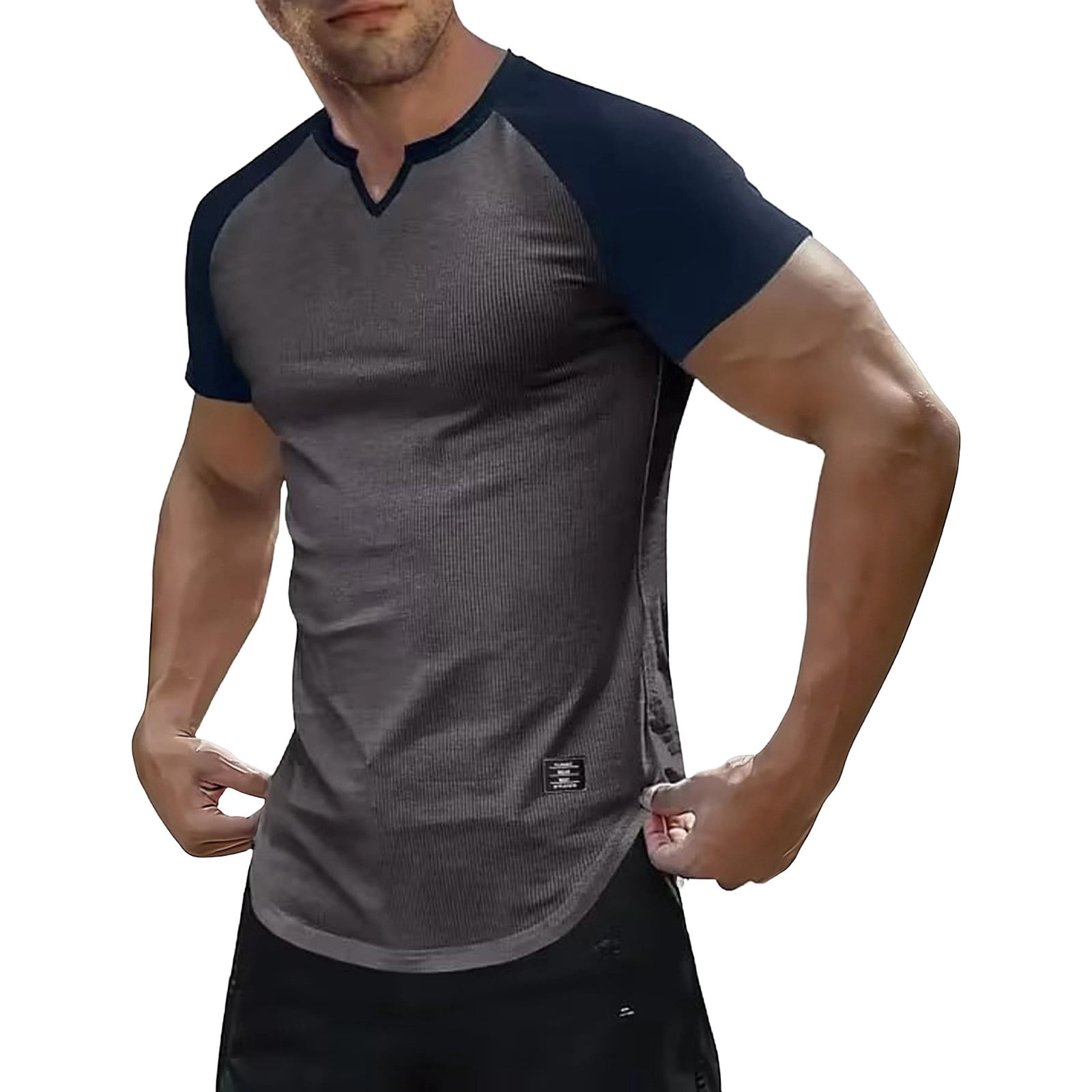 Daiosportswear Men'S Muscle Slim T Shirts Texture V Neck Henley Gym ...